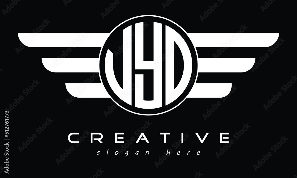 VYO three letter circle with wings logo design vector template ...