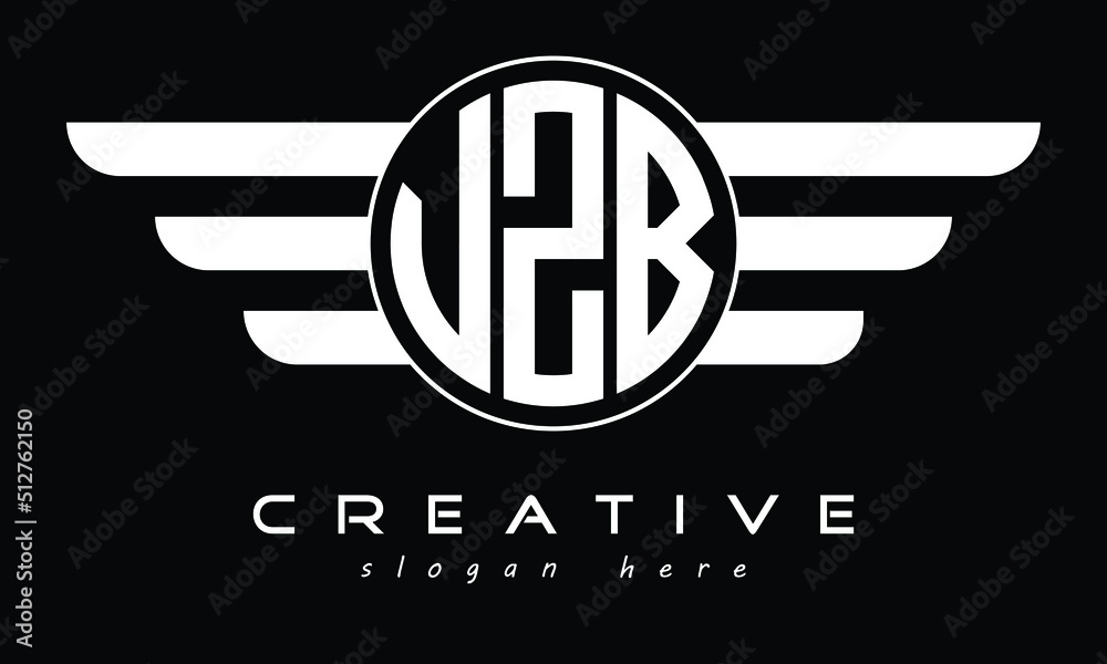 VZB three letter circle with wings logo design vector template ...