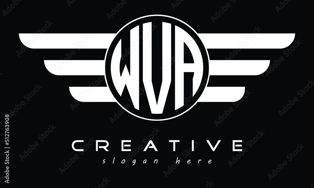 WVA three letter circle with wings logo design vector template ...