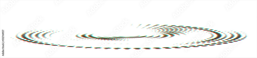 Rakishly twisted polka dot spiral at an angle, rgb shift, CMYK glitch ...