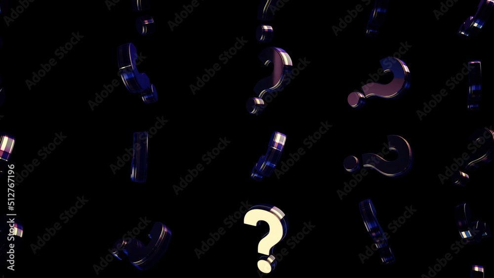 Abstract of moving question marks on black background. Animation ...
