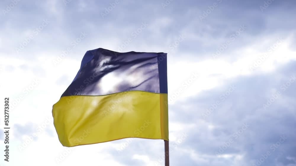 Ukraine flag waving background sky blue and yellow national color ...