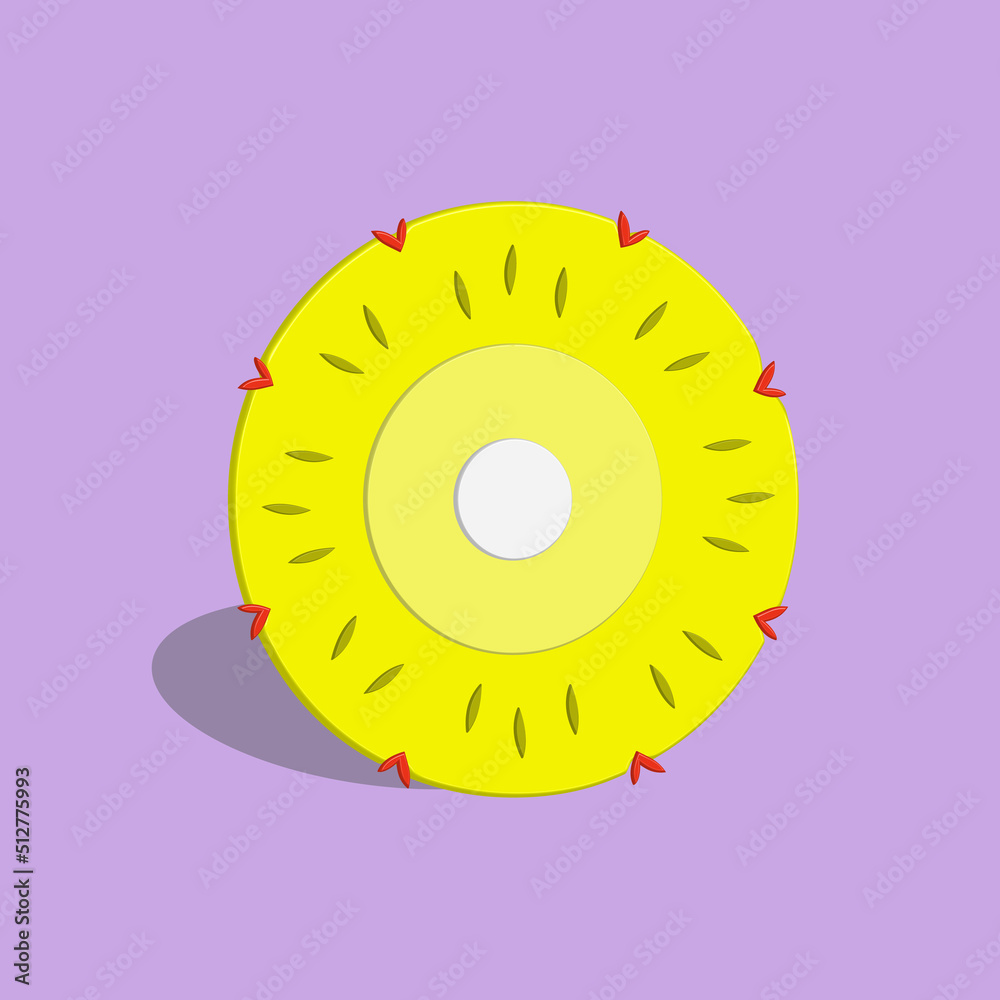 Pineapple slice icon vector cartoon illustration, purple background ...