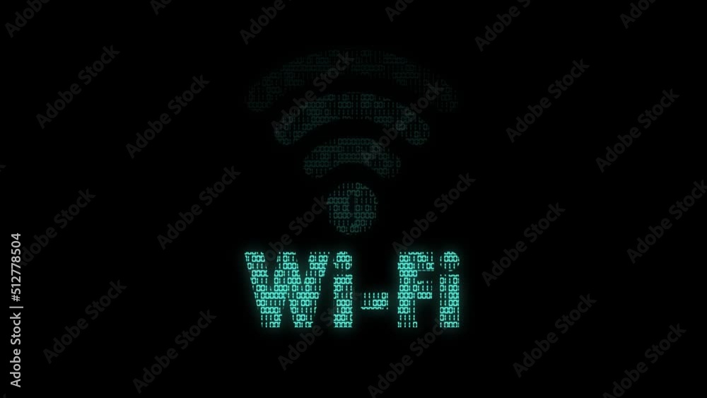 Vidéo Stock Classic animated wifi symbol with animated binary code ...