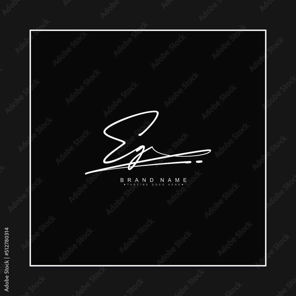 Initial Letter EG Logo - Handwritten Signature Style Logo Stock Vector ...