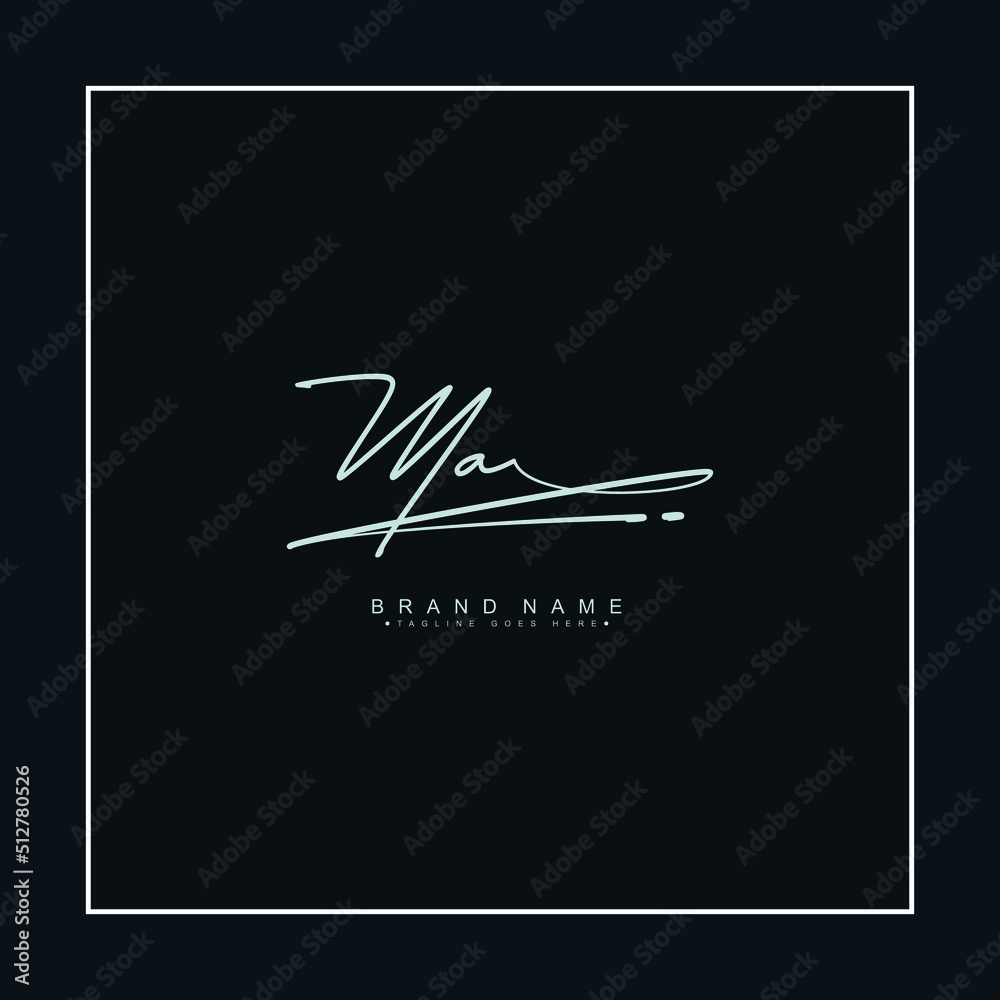 Initial Letter MA Logo - Handwritten Signature Style Logo Stock Vector ...