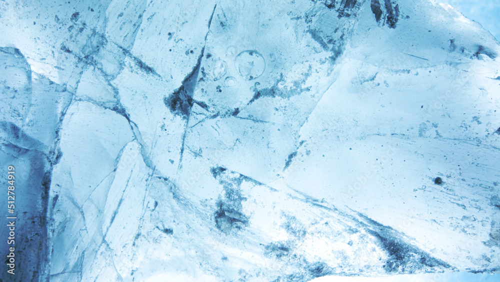 Abstract ice texture. A network of cracks on a piece of blue ice Stock ...