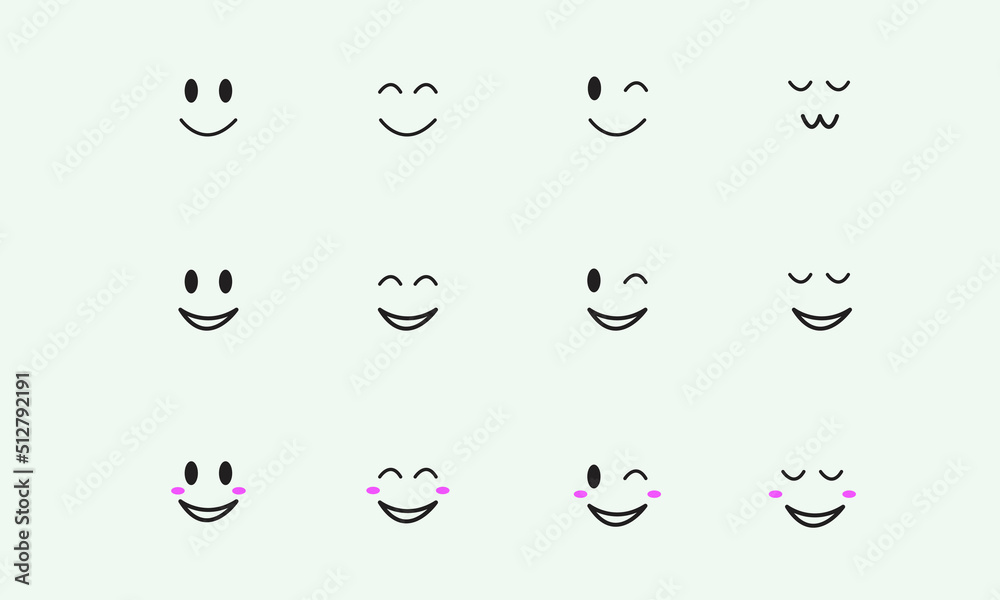 set of emoticons. set of smile icons. smiles or smiley or smiling ...