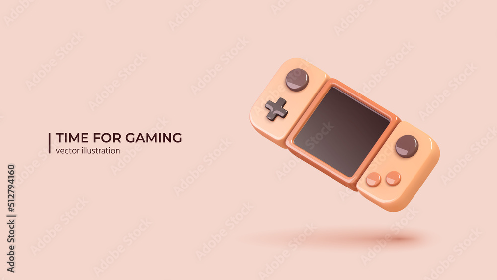 Poster Realistic 3d design of Game console floating in the air in ...