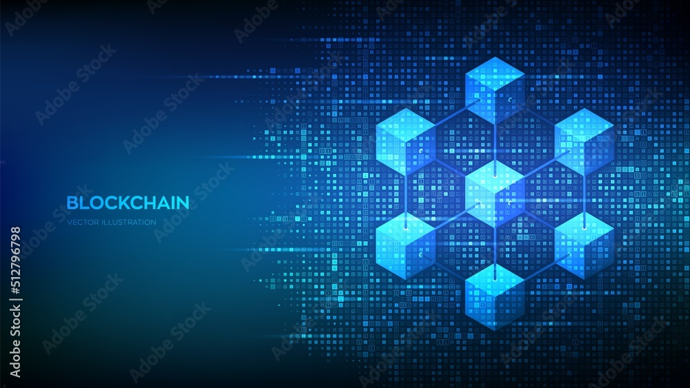Blockchain technology background made with binary code. Information ...