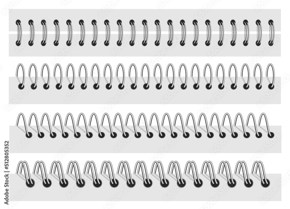 Notepad spiral ring. Realistic iron spiral. Notebook bind Stock ...