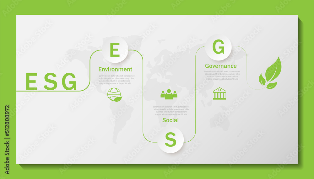 ESG infographic with icon. concept of business trend. environmental, social, and governance in ...