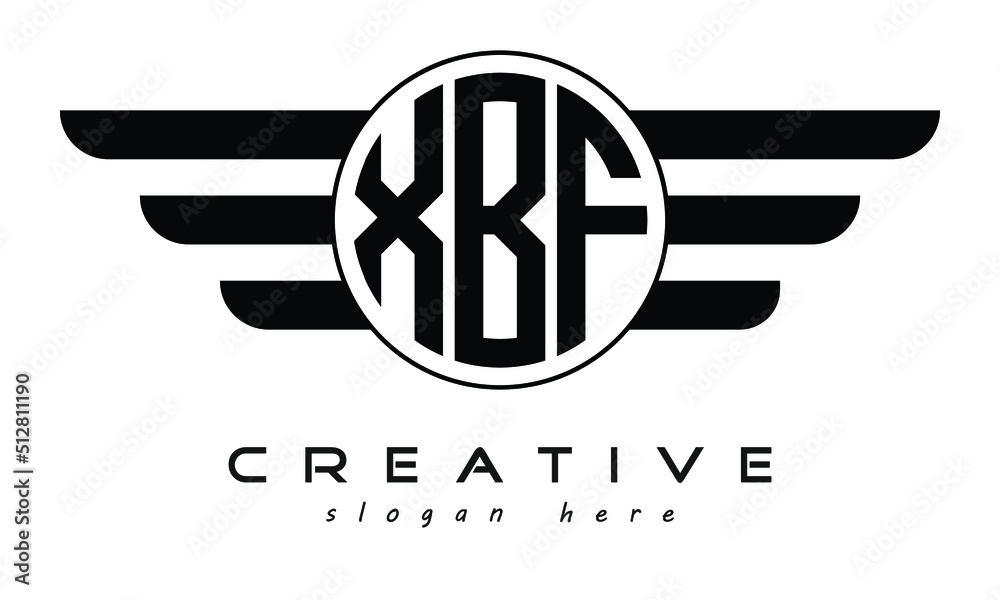 XBF three letter circle with wings logo design vector template ...