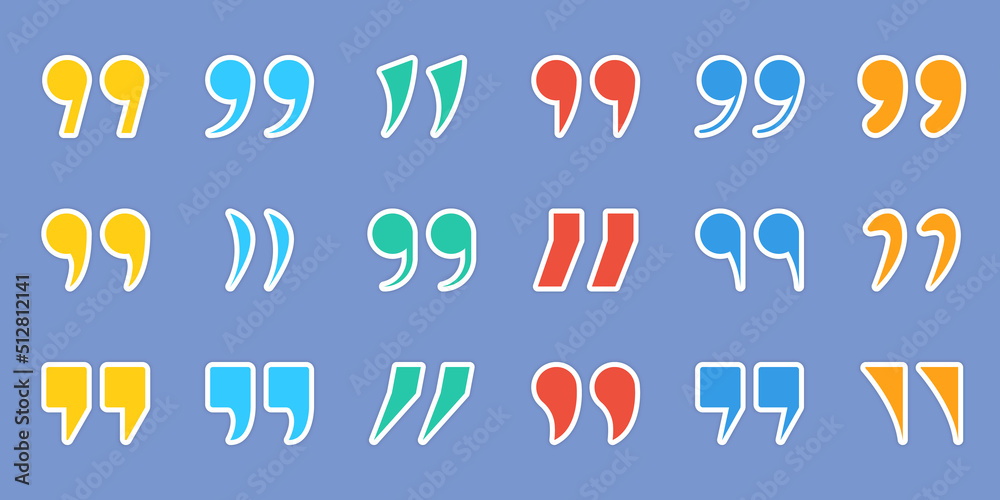 Double Comma Signs of Quote Icons. Set of Quotation Mark Stickers ...