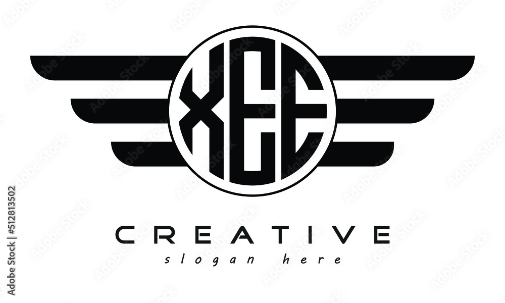 XEE three letter circle with wings logo design vector template ...