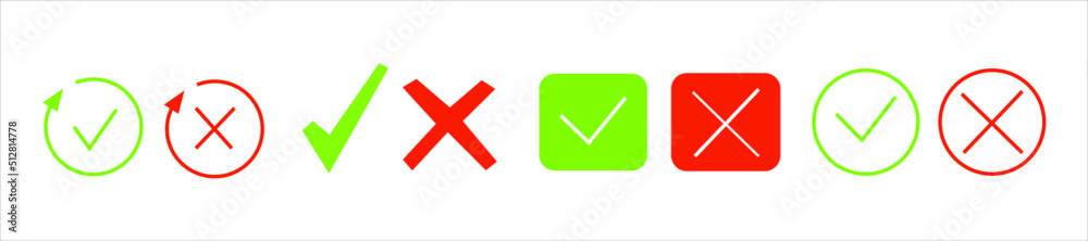 mark choice right cross yes green ok vector icon check red sign correct ...