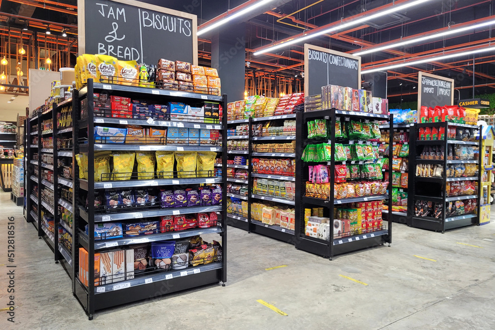 Selangor, Malaysia - 19 June 2022: Modern grocery store interior view ...