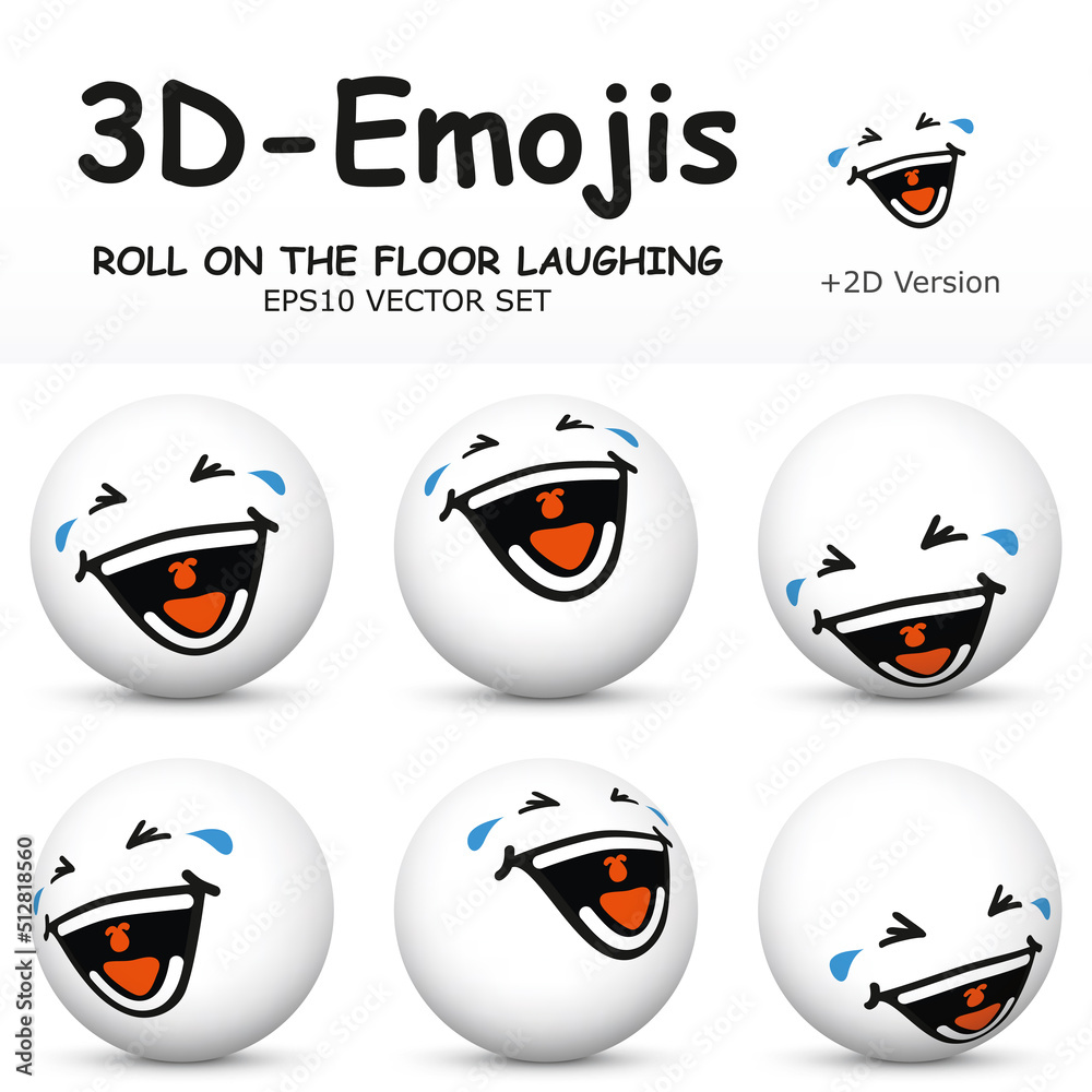 3D Emoji with ROLL ON THE FLOOR LAUGHING Facial Expressions in 6 ...