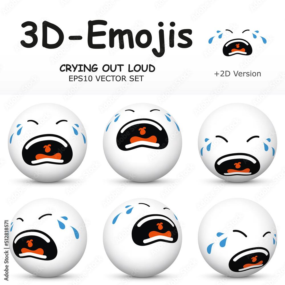 Obraz na płótnie 3D Emoji with CRYING OUT LOUD Facial Expressions in 6 ...