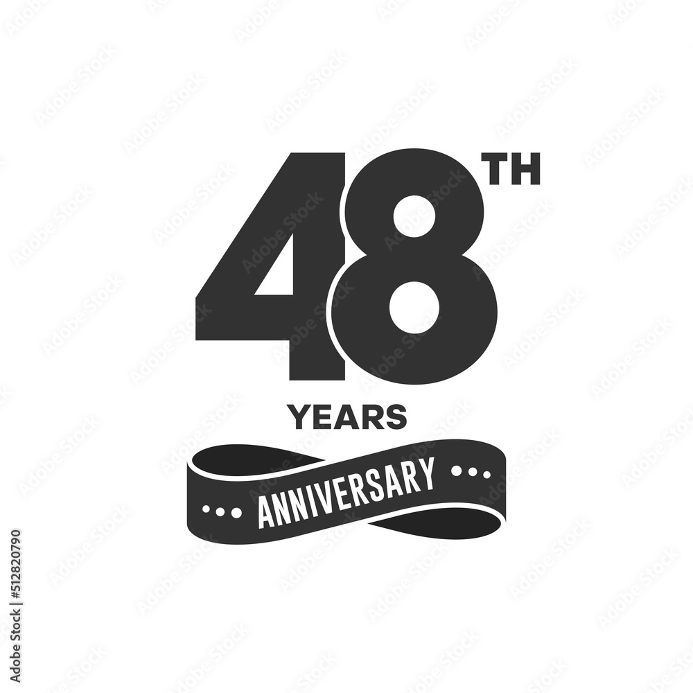 48 years anniversary logo with black color for booklet, leaflet ...