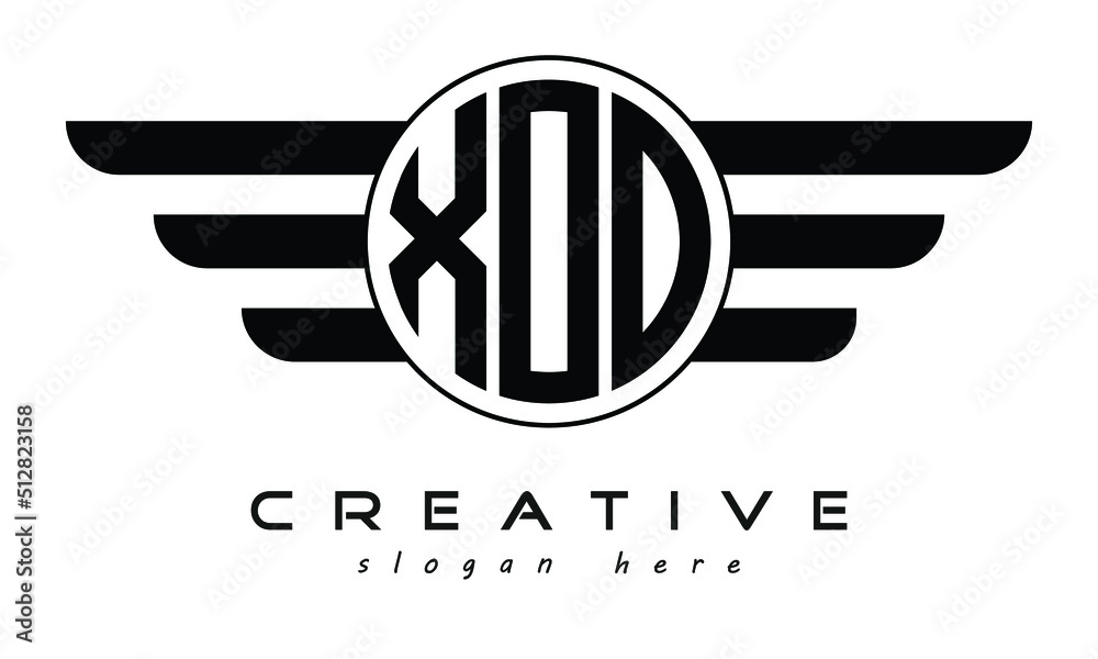 XOO three letter circle with wings logo design vector template ...