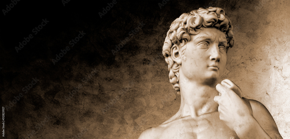 Statue of David Reproduction, Head, Torso and Hand Detail Perspective ...