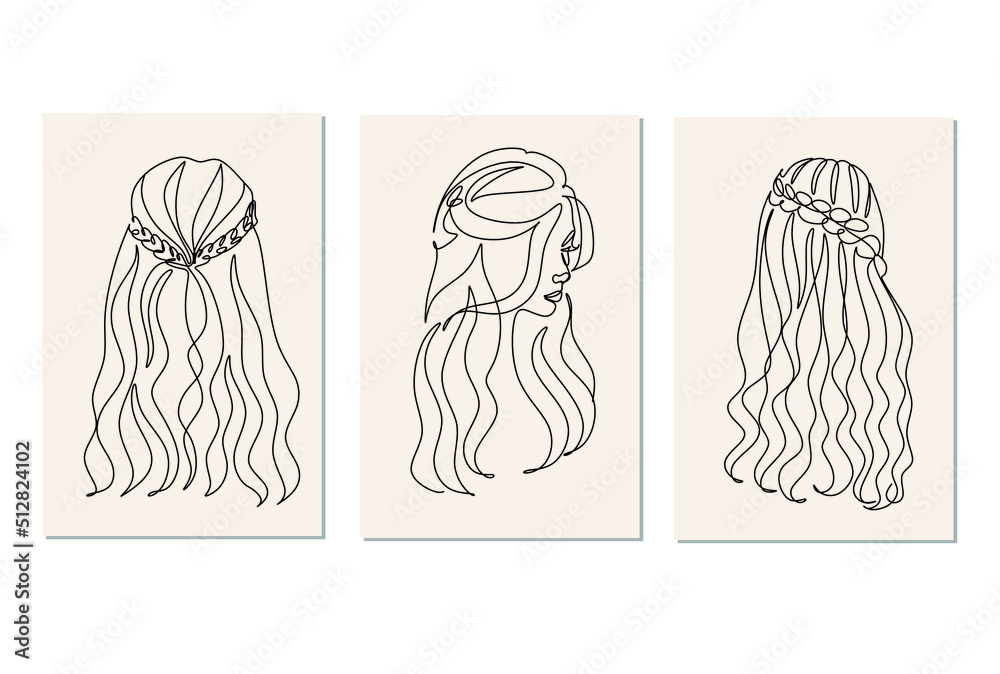 Woman Line Art Minimalist Logo. Nature Organic Cosmetics Makeup Hair ...