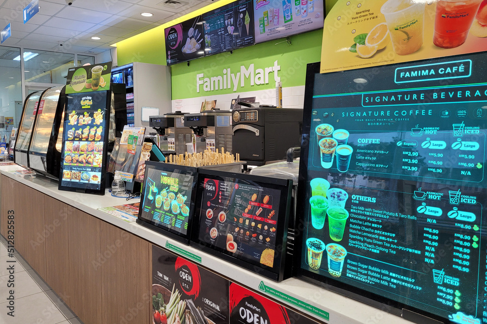 PENANG, MALAYSIA - 19 JUNE 2022: Interior view of FamilyMart ...