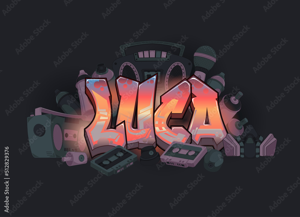 Graffiti Styled Urban Street Art Tagging Design - Luca Stock Vector ...