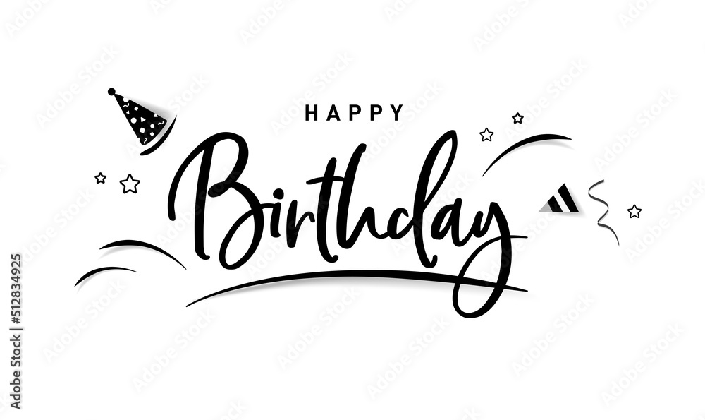 Happy Birthday lettering text banner Stock Vector | Adobe Stock