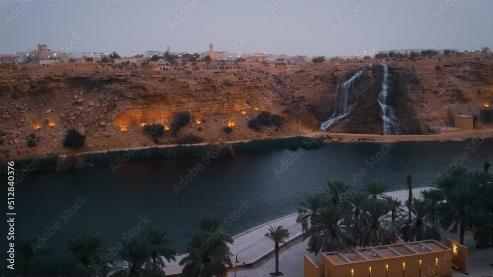 Waterfall in Wadi Namar Park, Riyadh, Saudi Arabia Stock ビデオ | Adobe Stock