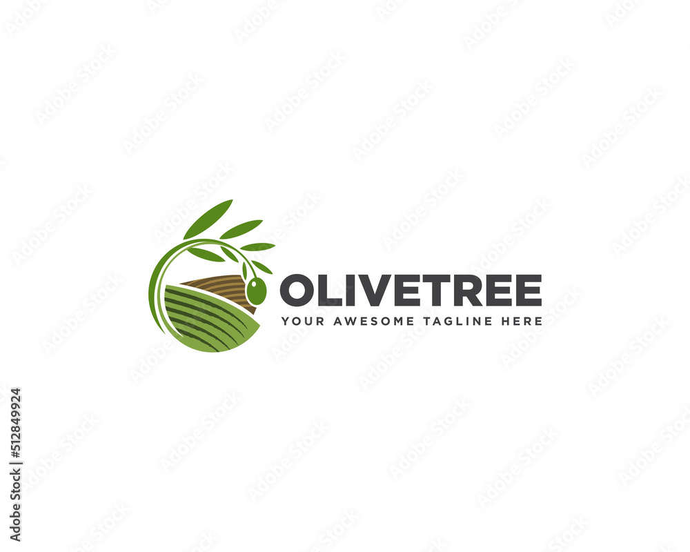 olive tree logo designi flat color Stock Vector | Adobe Stock