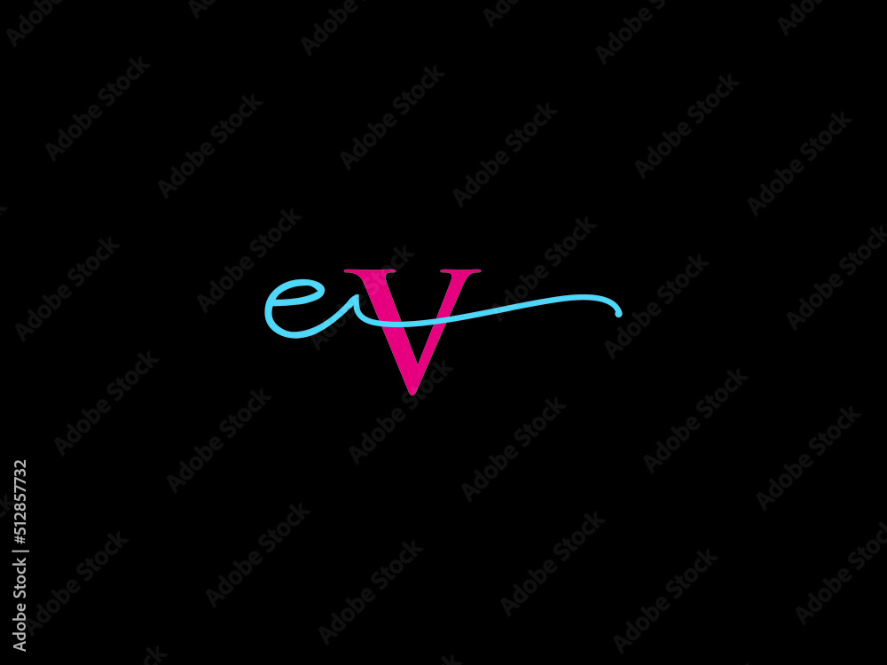 Simple EV Signature Logo Icon, Signature Ev ve Letter Logo Image Design ...