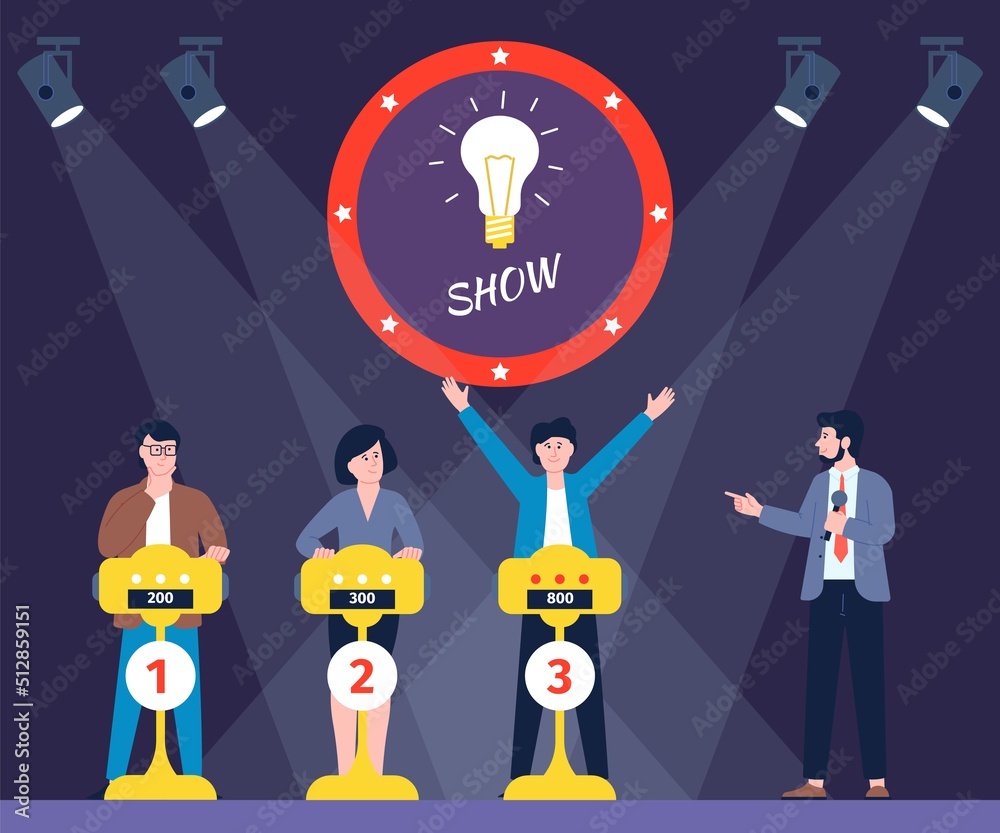 Quiz tv show. Trivia game, woman challenge and competition. Intellect ...