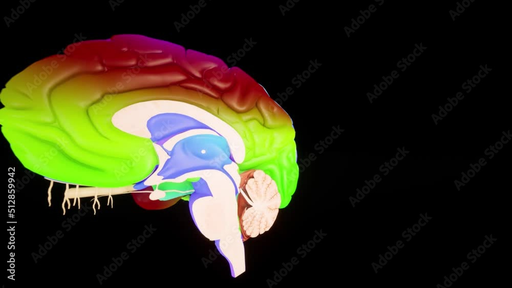 Colorized human brain Anatomical Model 3D glossy brain on brain screen ...