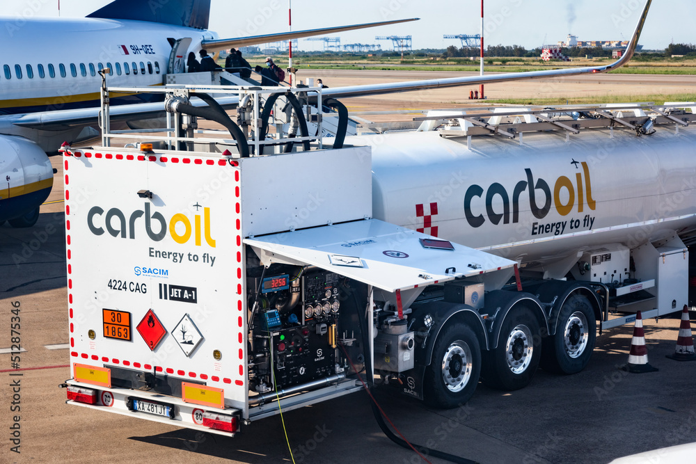 Cagliari airport, Sardinia, Italy. 19-05-2022. Carboil company tanker ...