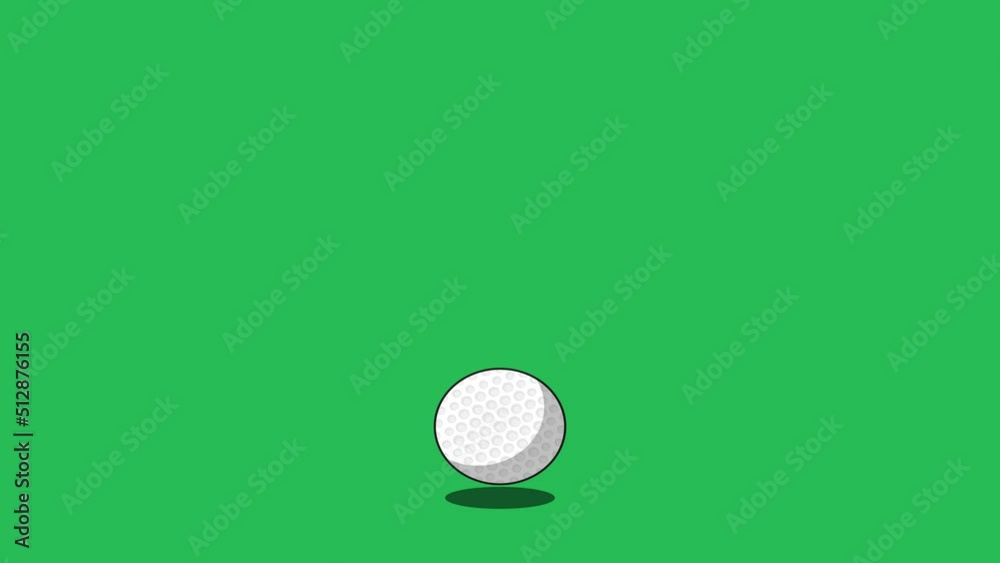 Golf ball bouncing on a green background. Sport flat design style ...
