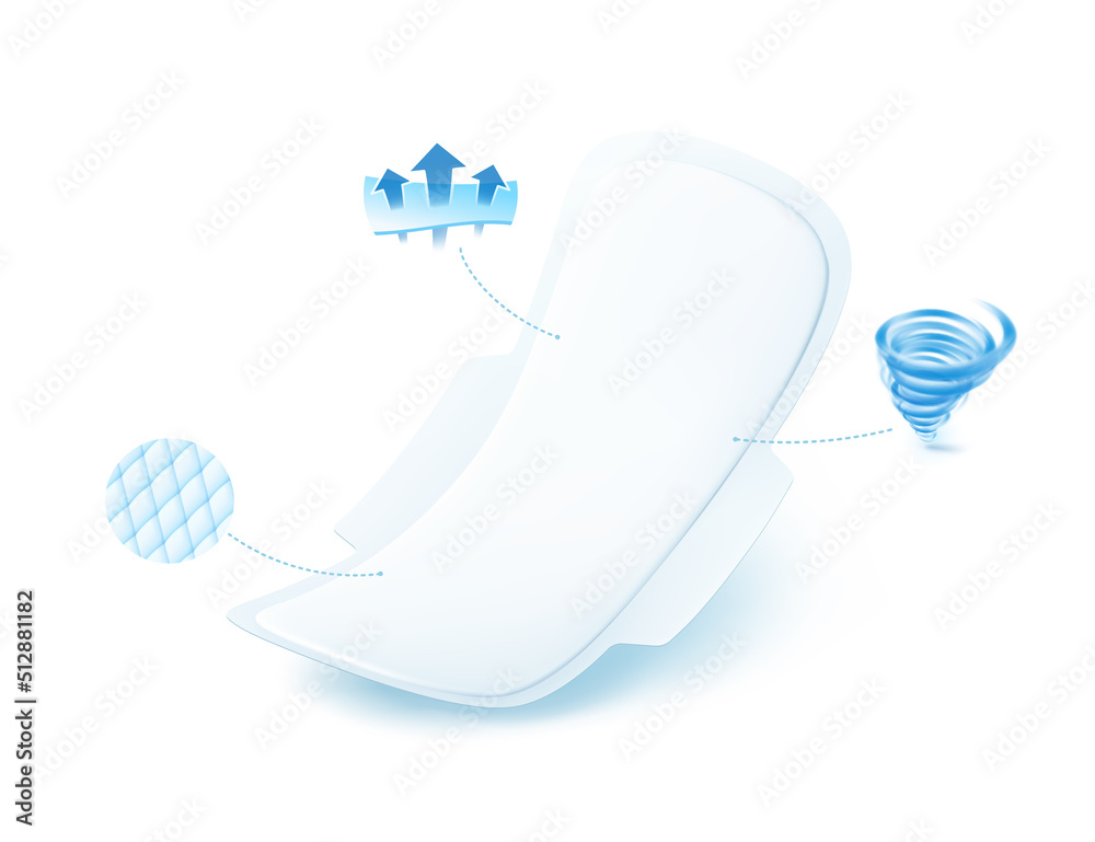 Realistic women pad mockup with infographic signs. Perspective view ...