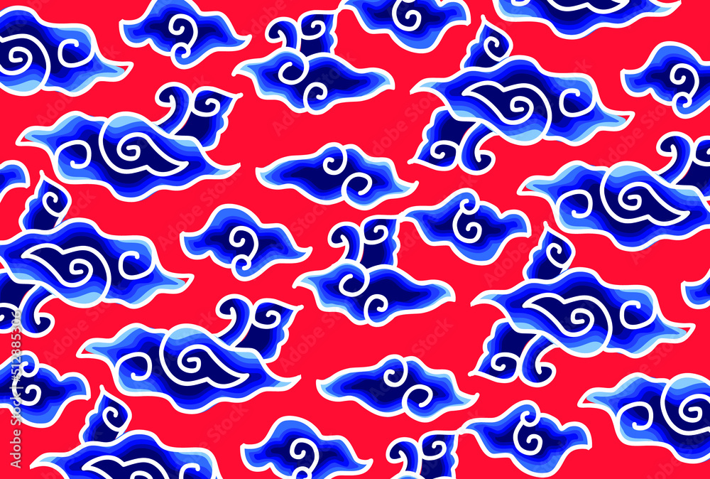 Batik painting of Java Indonesia Motif Mega Mendung, batik motif ...