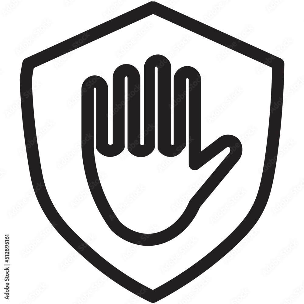 ad adblock block hand security shield stop outline icon Stock Vector ...
