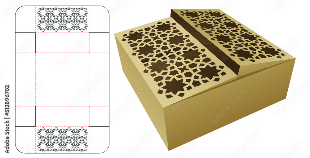 Arabic pattern packaging box die cut and 3D mockup Stock Vector | Adobe ...