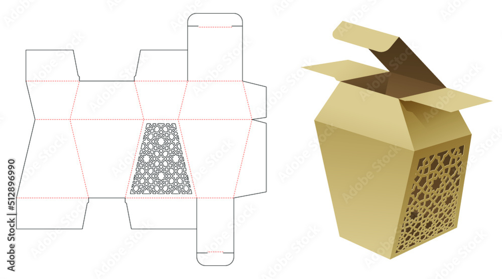 Poster Arabic pattern packaging box die cut and 3D mockup – Wall Art ...