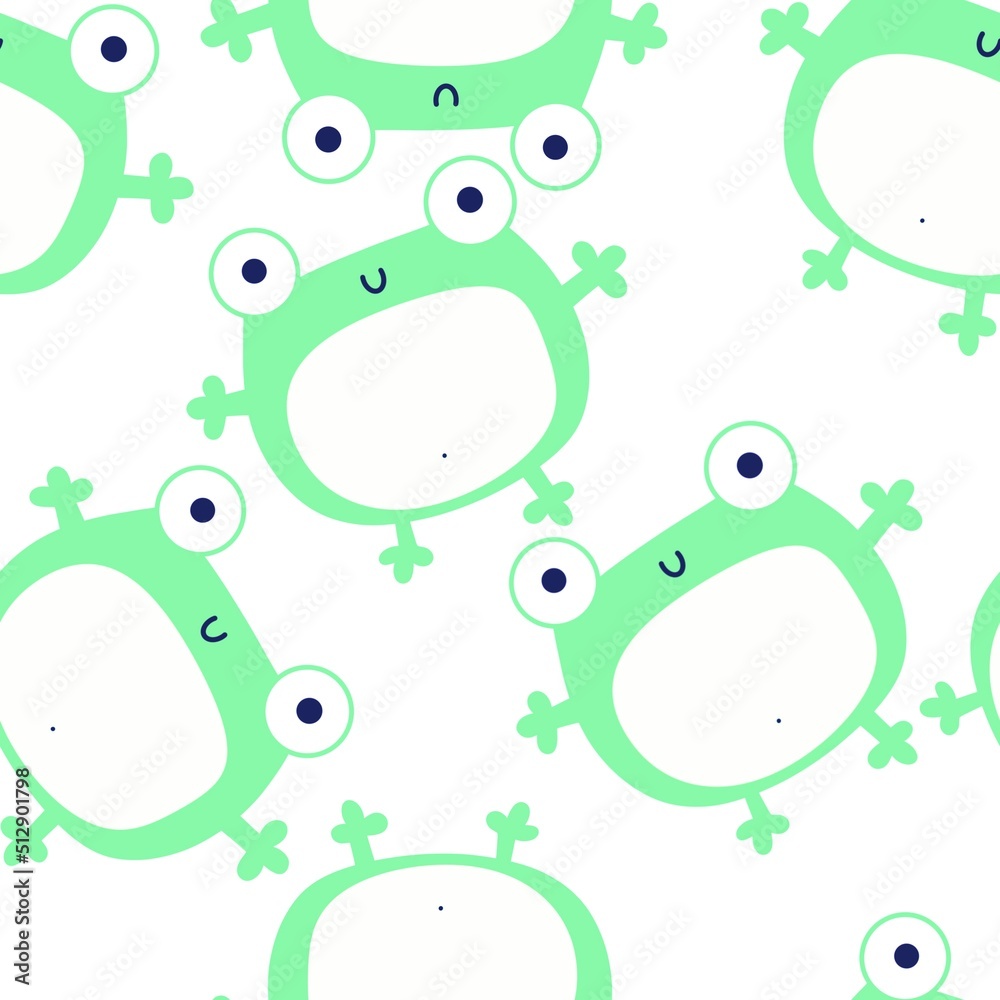 Cartoon seamless kawaii frogs pattern for kids and kindergarten and ...