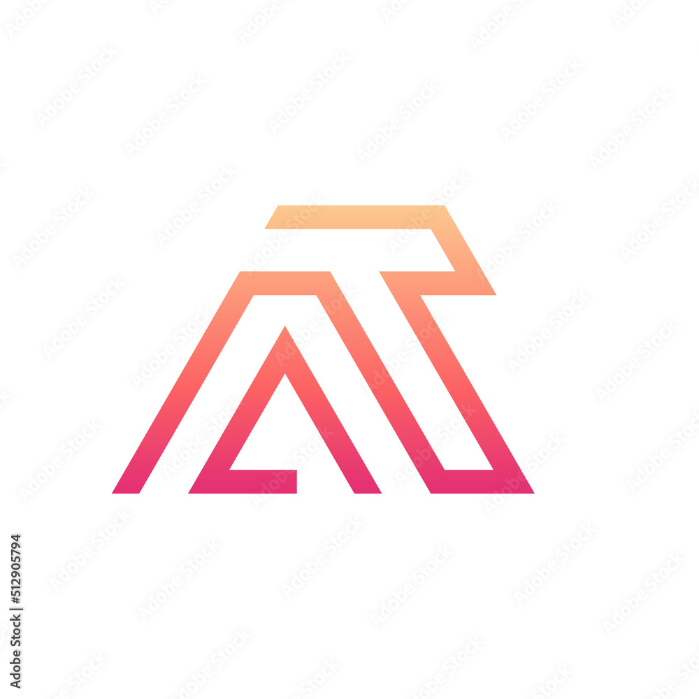 Letter AT minimal monogram logo design Stock Vector | Adobe Stock