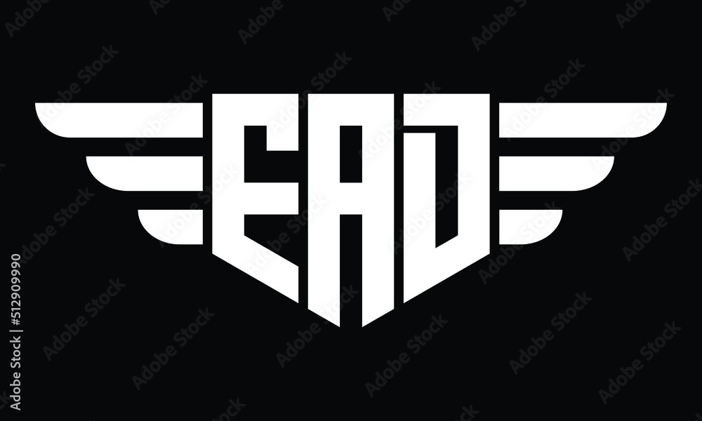 EAD three letter logo, creative wings shape logo design vector template ...