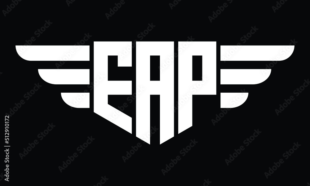 EAP three letter logo, creative wings shape logo design vector template ...