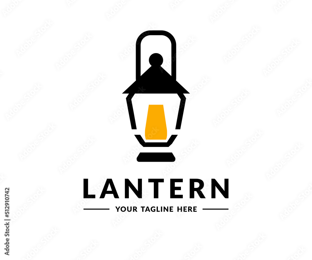 Vintage old lantern lighting logo design. Burning lantern, Glass oil ...