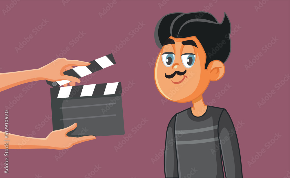 Smiling Actor Filming a Motion Picture Vector Cartoon Illustration ...