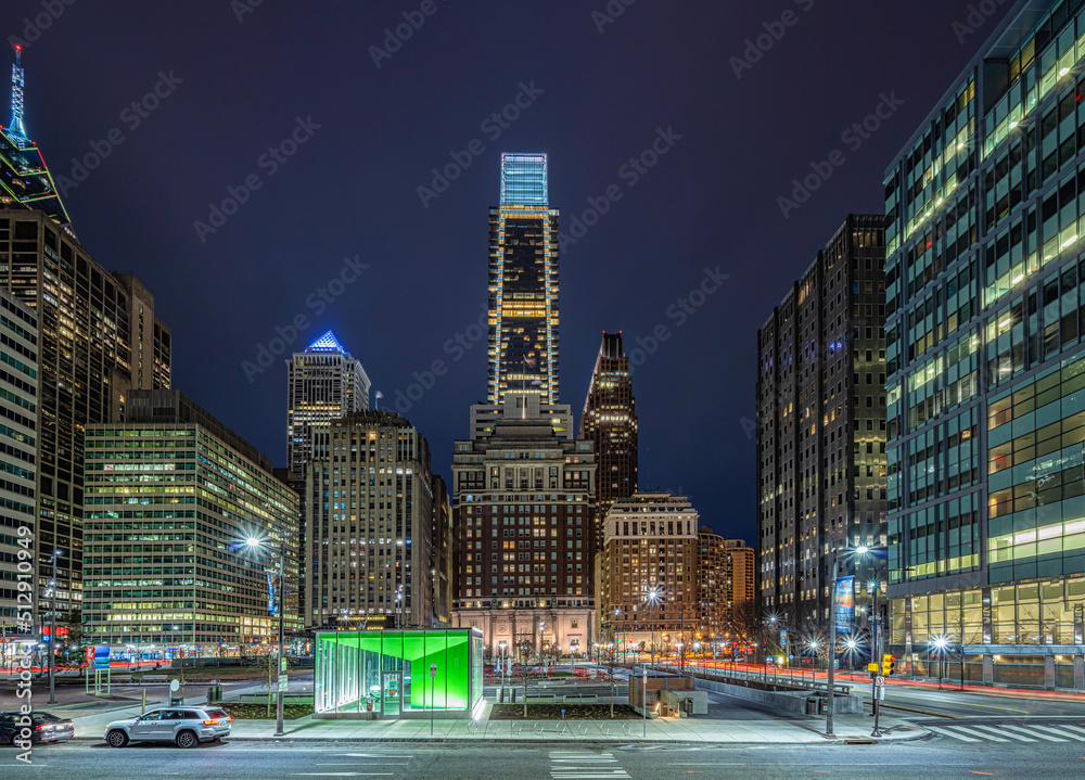 Washington dc city skyscrapers in downtown district at night time ...