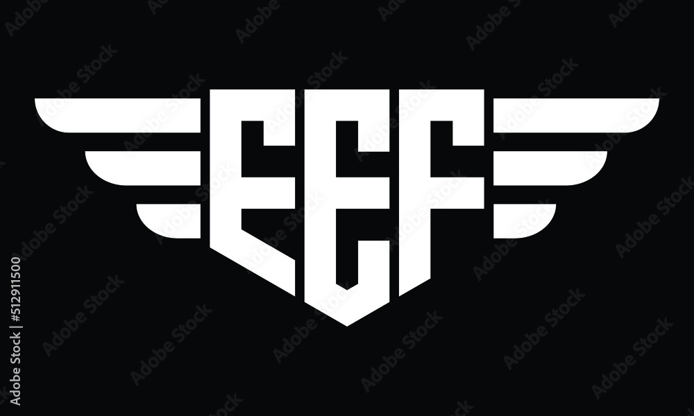 EEF three letter logo, creative wings shape logo design vector template ...